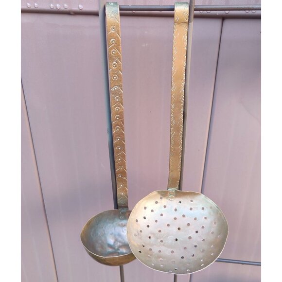 Kitchen | Vintage Antique Copper Ladle Strainer Hand Hammered Decorated ...